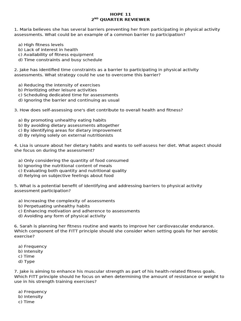 Physical Activity Barriers & FITT Guide | PDF | Physical Fitness ...