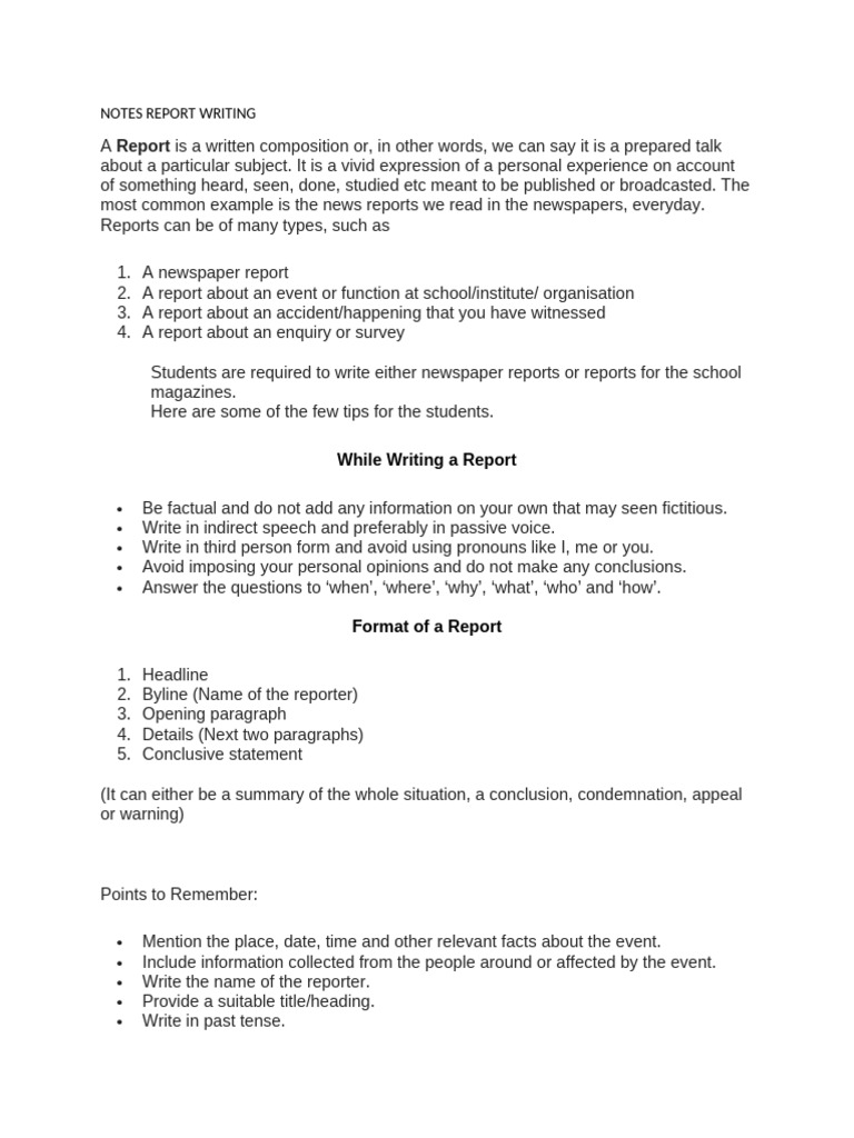 NOTES REPORT WRITING | PDF