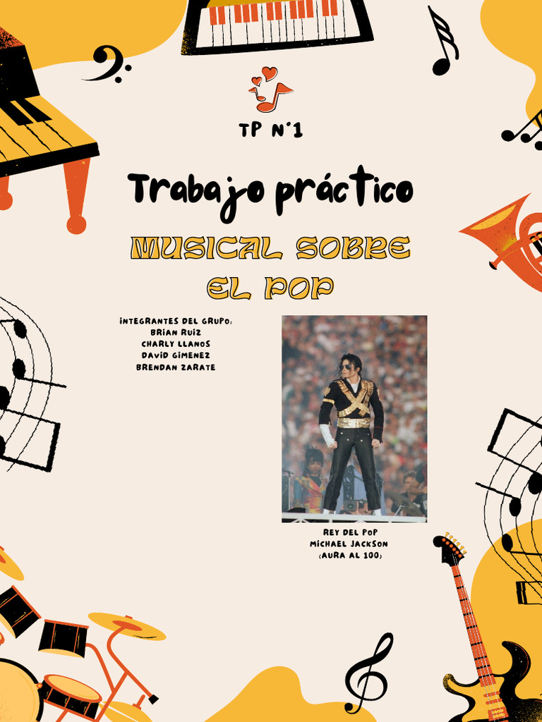 Documento A4 Portada de Proyecto de Música Ilustrado Orgánico Amarillo ...