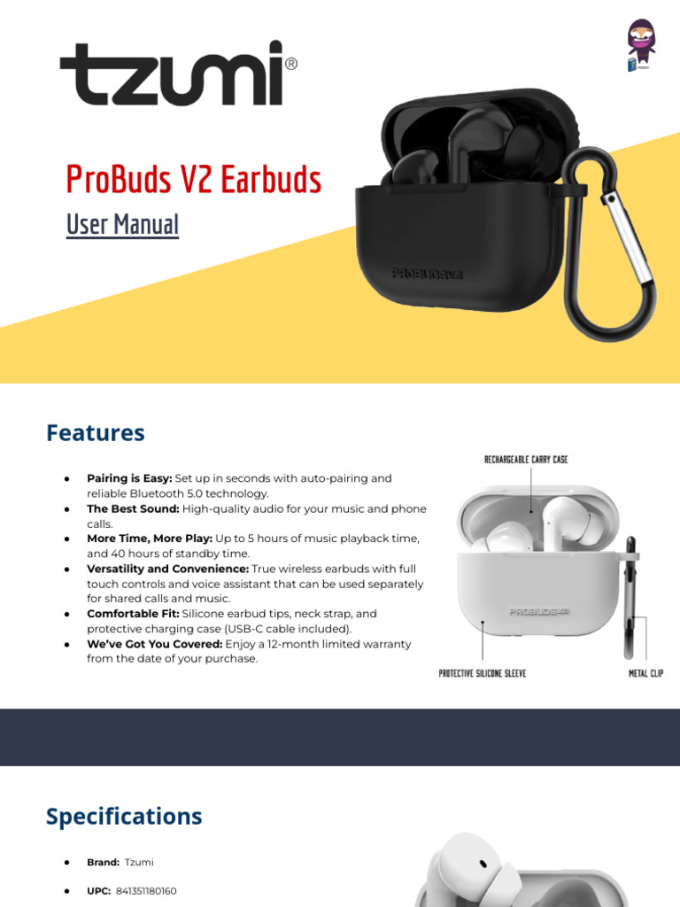 ProBuds V2 Earbuds 1 | PDF | Headphones | Bluetooth