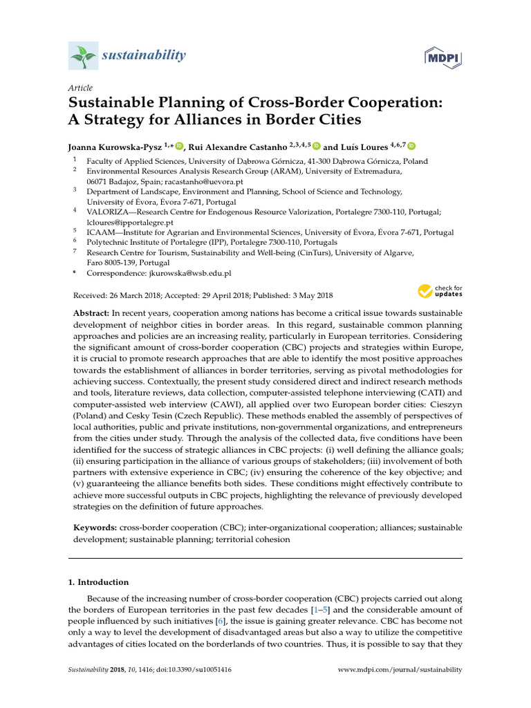 Sustainable Cross-Border Cooperation Strategies | PDF