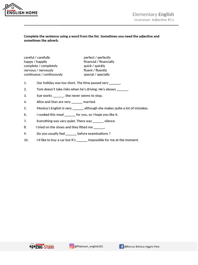 Adjective 11 - Missing Words2 | PDF