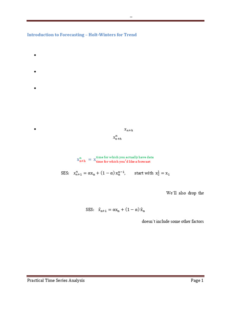 Introduction To Forecasting - Holt Winters For Trend | PDF | Forecasting | Statistical Theory