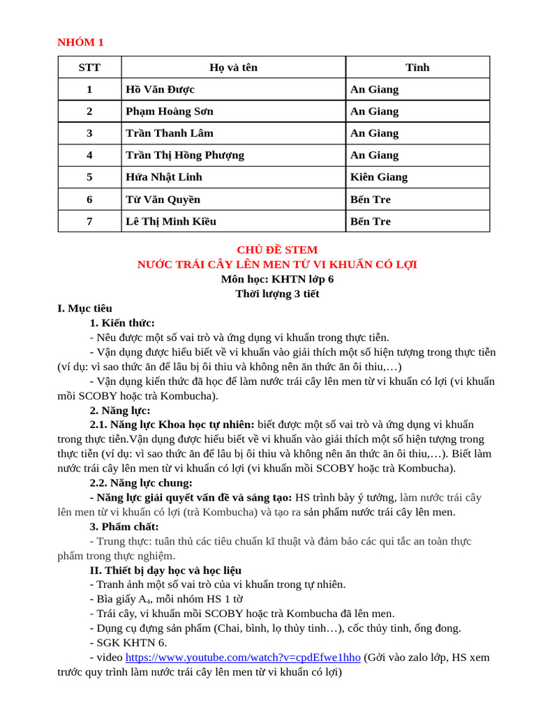 Srem - KHTN 6 Nư C Trái Cây Lên Men | PDF