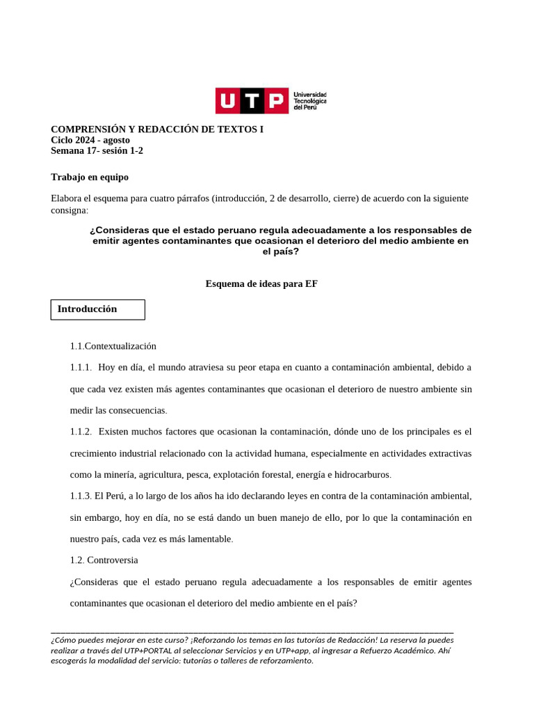 Esquema examen final | PDF | Contaminación | Perú Esquema examen final | PDF | Contaminación | Perú