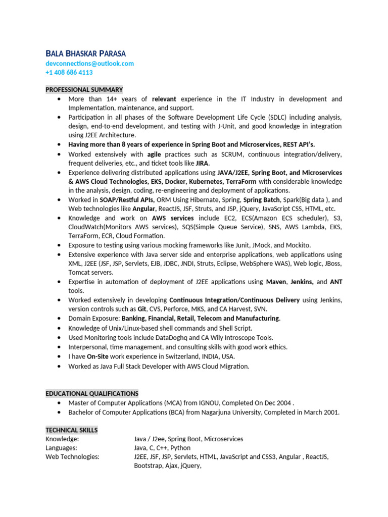 Bala Bhaskar | PDF | Spring Framework | Databases