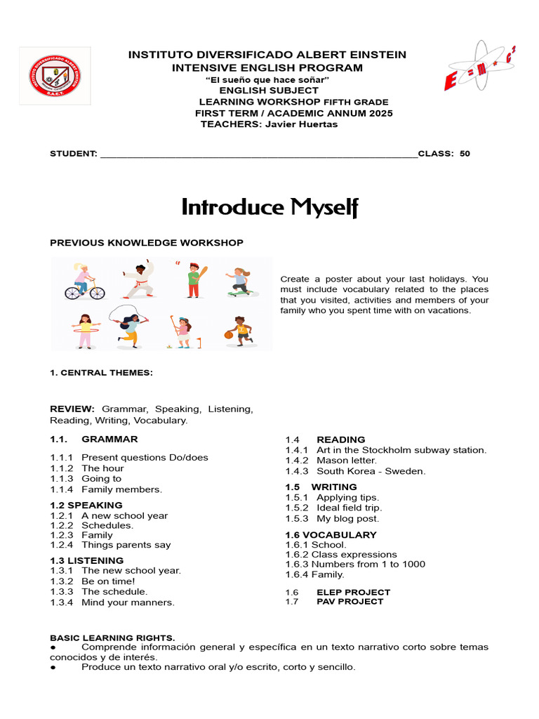 LW 5th Grade First Term 2025 | PDF | Cognition | Linguistics