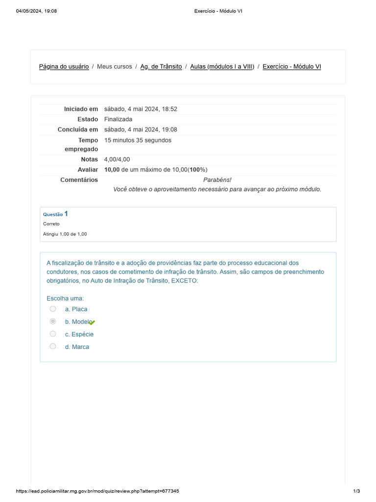 Exercício - Módulo VI | PDF
