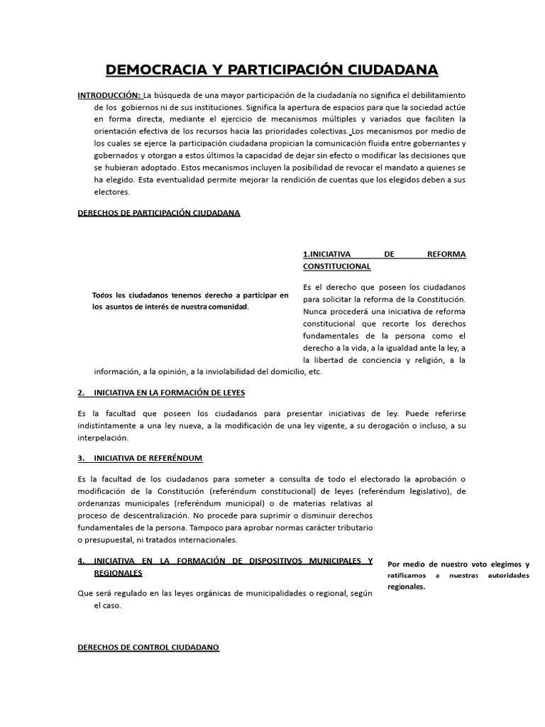 DEMOCRACIA Y PARTICIPACI-N CIUDADANA.docx | PDF | Psicología Social