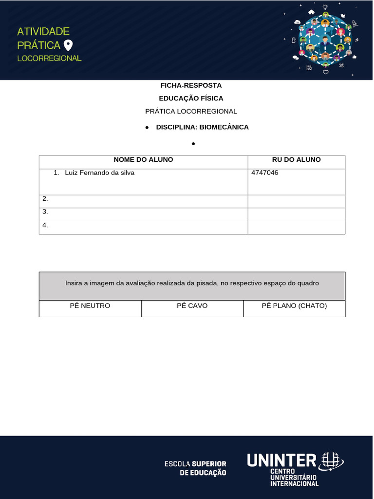 Ficha-Resposta Biomecanica Ok | PDF