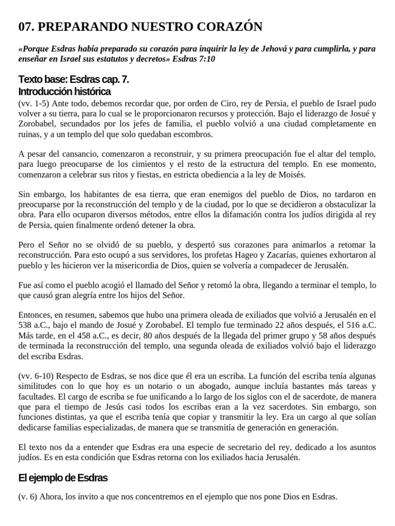 El Corazón Preparado de Esdras | PDF | Templo en jerusalén | Biblia