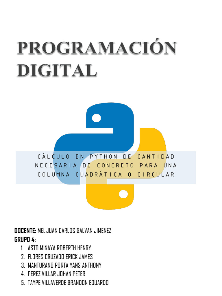 Cálculo de Concreto con Python | PDF | Python (lenguaje de programación) | Lenguaje de programación