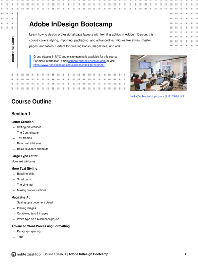 Indesign Bootcamp Syllabus | PDF | Books | Adobe In Design