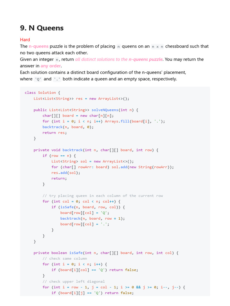 N Queens | PDF