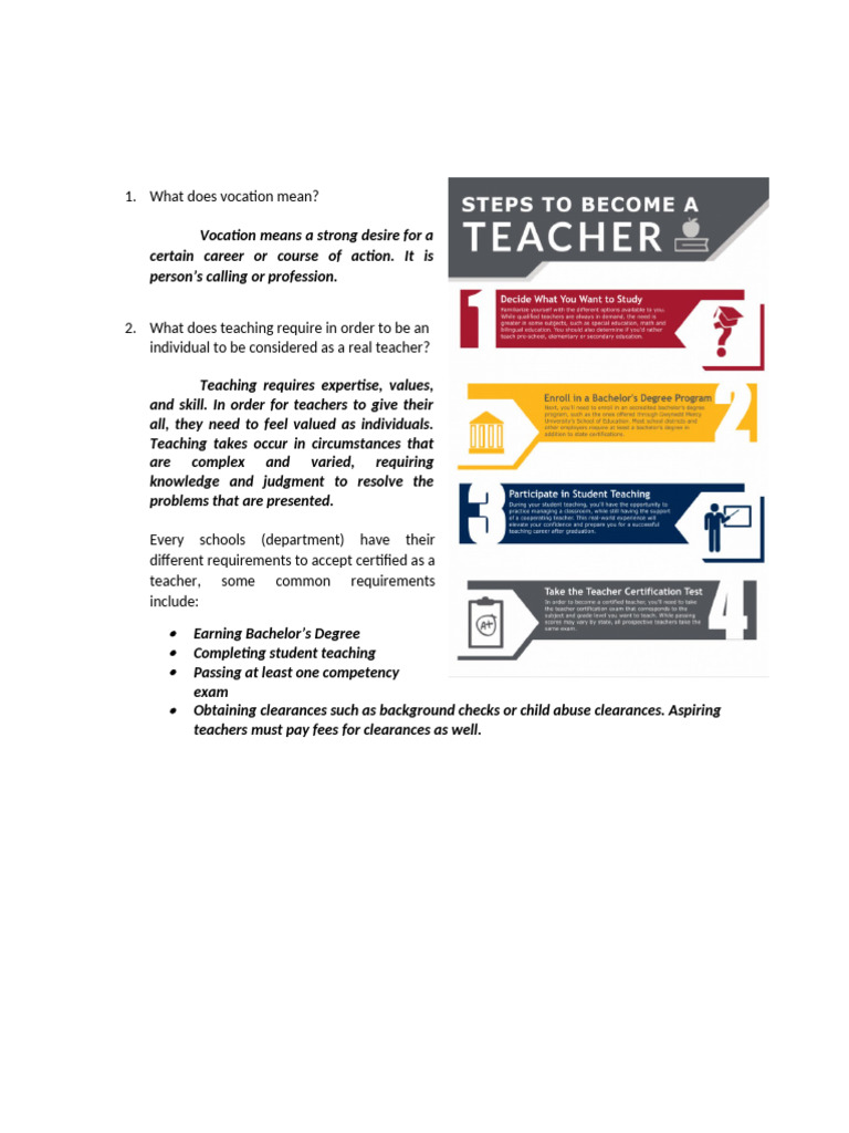 Understanding Vocation and Teaching Requirements | PDF