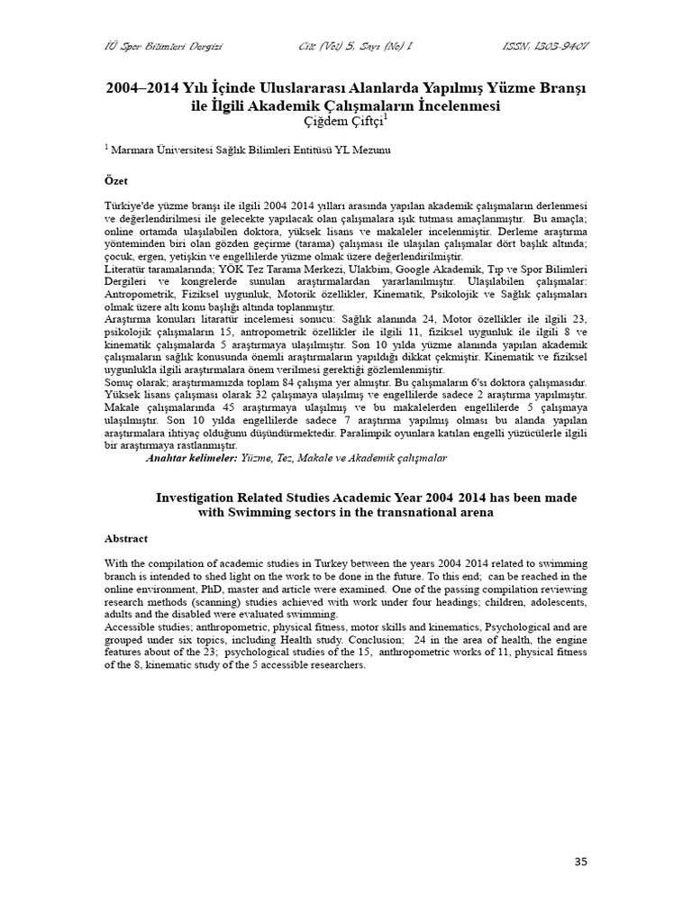 2004___2014 Y__l__ ____inde Uluslararas__ Alanlarda Yap__lm____ Y__zme Bran____ ile __lgili ...