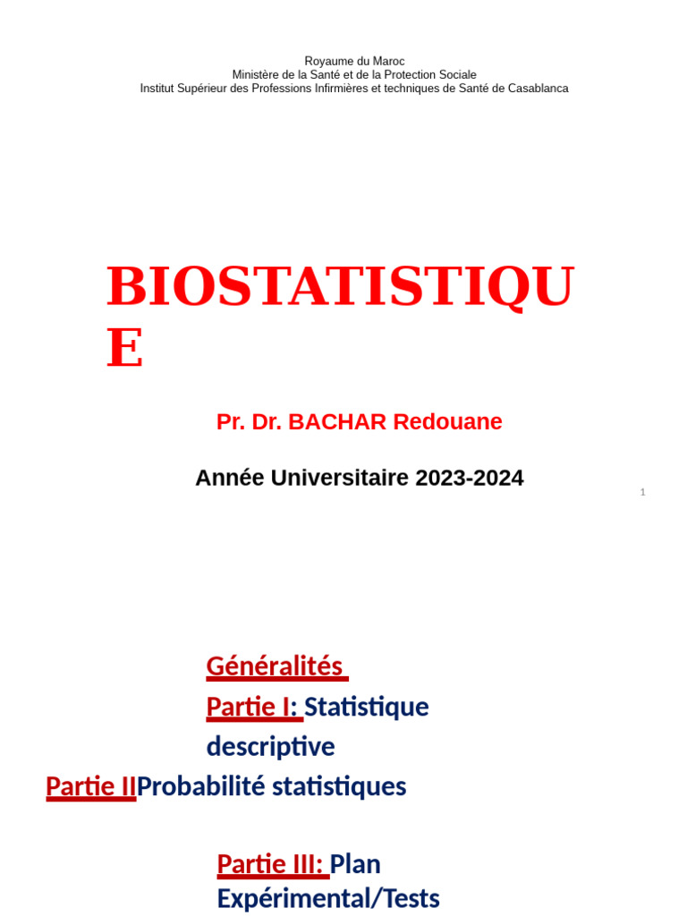 Introduction à la biostatistique 2023 | PDF | Statistiques ...