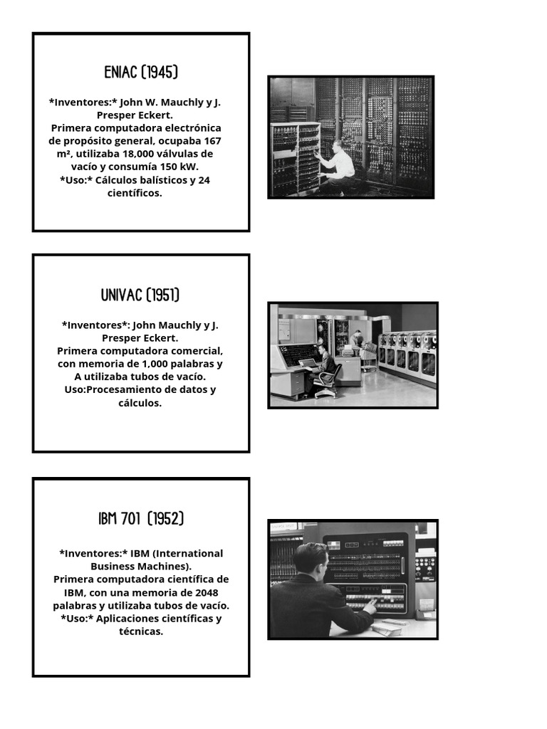 Copia de ENIAC (1945) Inventores John W. Mauchly y J. Presper Eckert ...