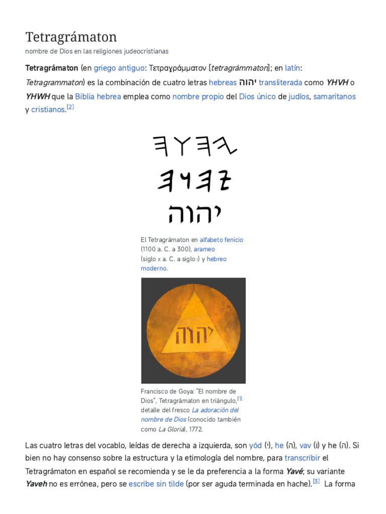 Tetragrámaton - Wikipedia, La Enciclopedia Libre | PDF | Tetragrammaton ...