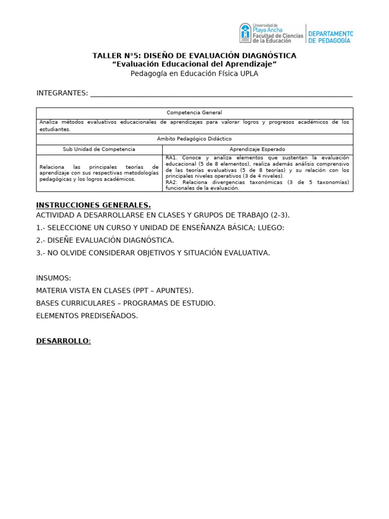 Formato Taller 5 | PDF