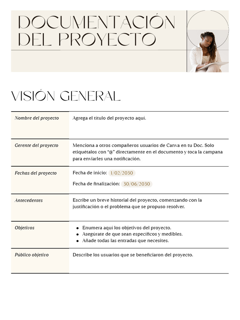 Doc de documentación del proyecto de estilo elegante minimalista en marfil y café oscuro | PDF ...