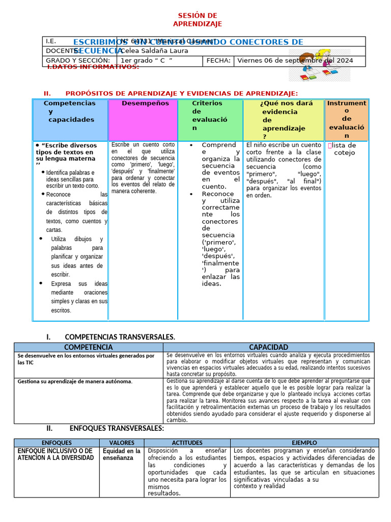 ESCRIBIMOS CUENTOS USANDO CONECTORES DE SECUENCIA 10 | PDF | Aprendizaje | Enseñando