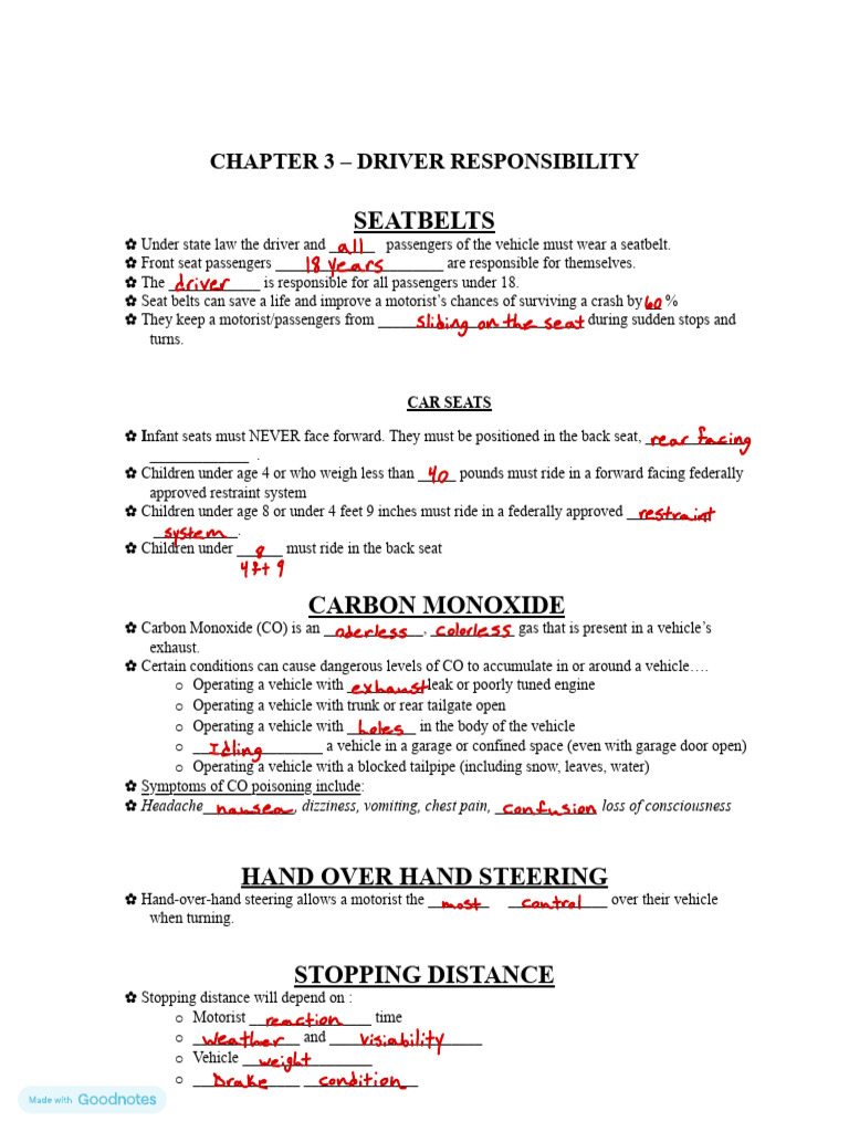 Chapter_3_Notes-1 | PDF | Seat Belt | Driving