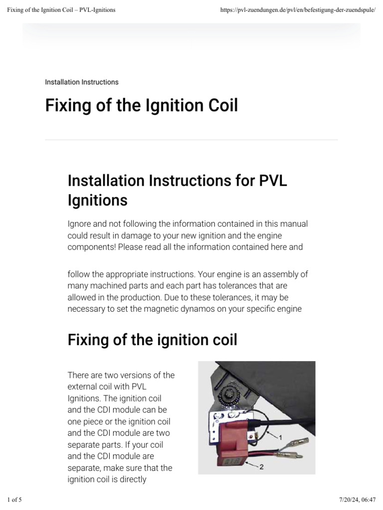 Fixing of The Ignition Coil - PVL-Ignitions | PDF | Electrical ...