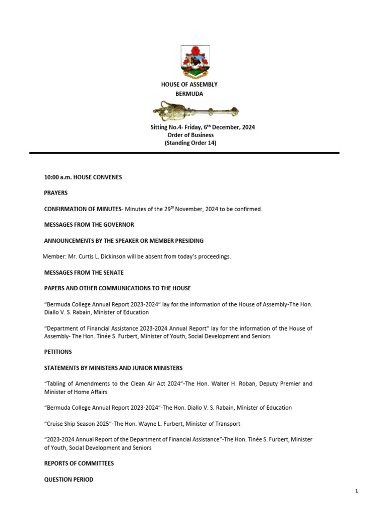 Order of Business_Friday, 6th December 2024 | PDF | Government
