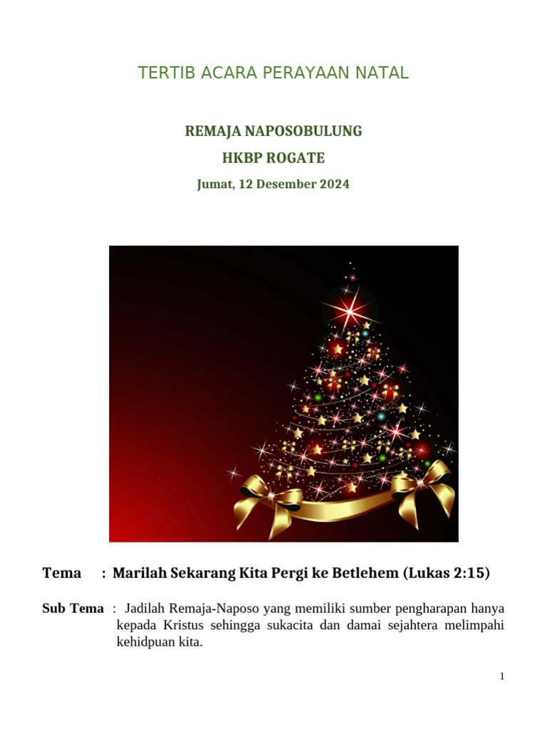 Tertib Acara Perayaan Natal HKBP 2024 | PDF