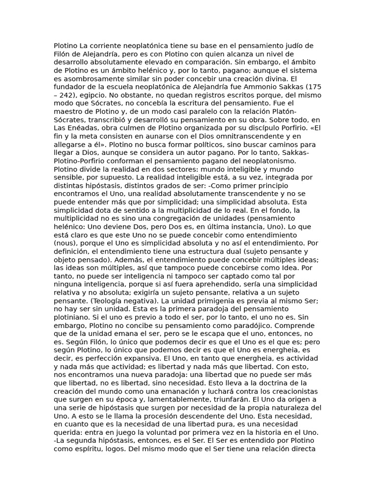 Plotino 2 | PDF | neoplatonismo | Metafísica
