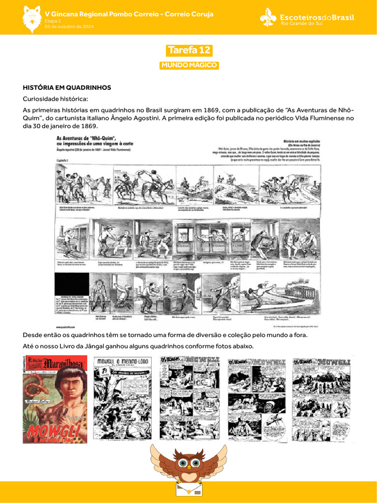 Tarefa 12 - Gincana Pombo Correio - Etapa 2 | PDF | Quadrinhos