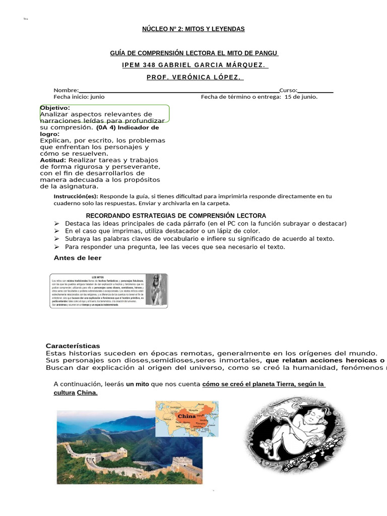Lenguaje-Guía-de-Comprensiòn-Mito-de-Pangu (1) | PDF