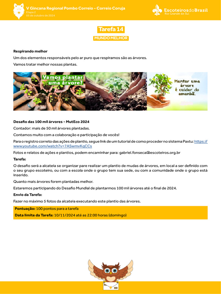 Tarefa 14 - Gincana Pombo Correio - Etapa 2 | PDF