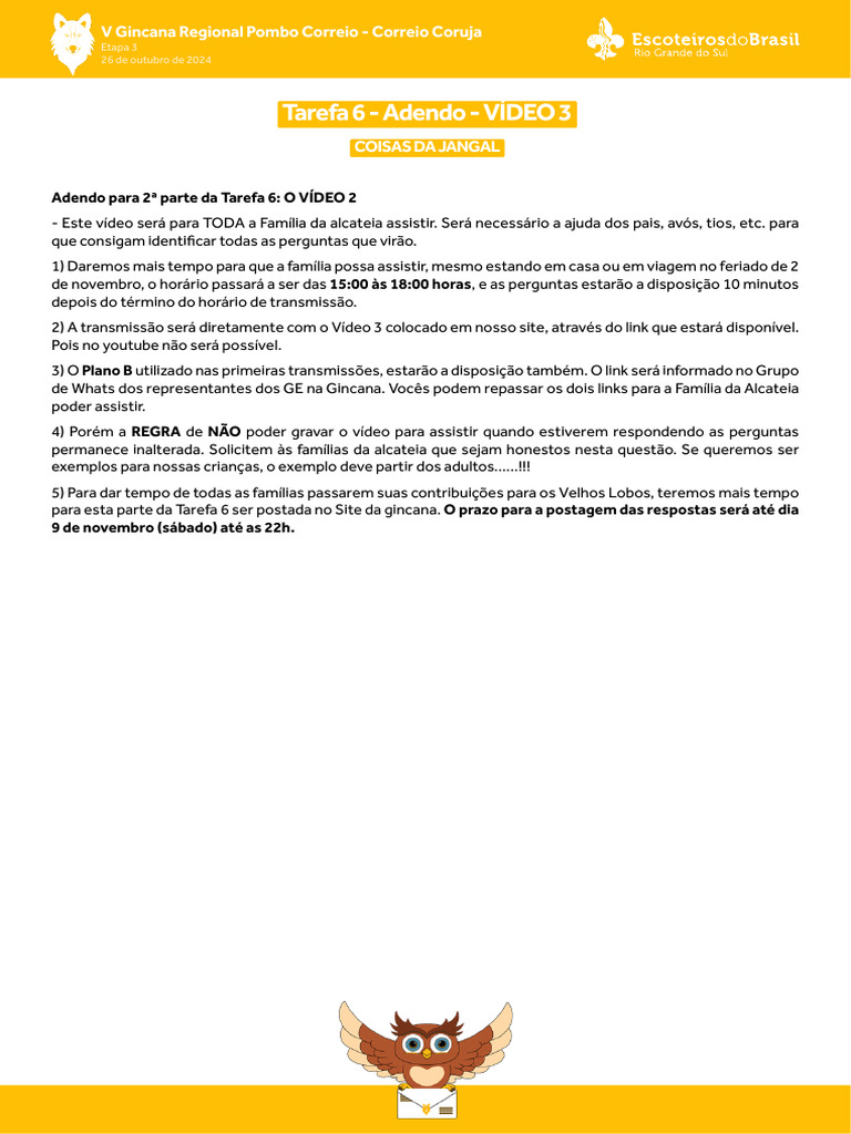 Tarefa 6 - Gincana Pombo Correio - Etapa 3 | PDF