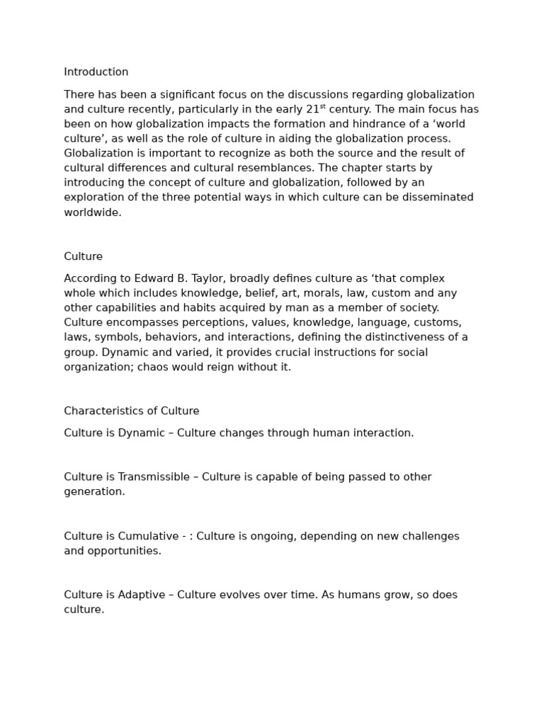 Globalization & Culture Written Report | PDF | Globalization | Knowledge