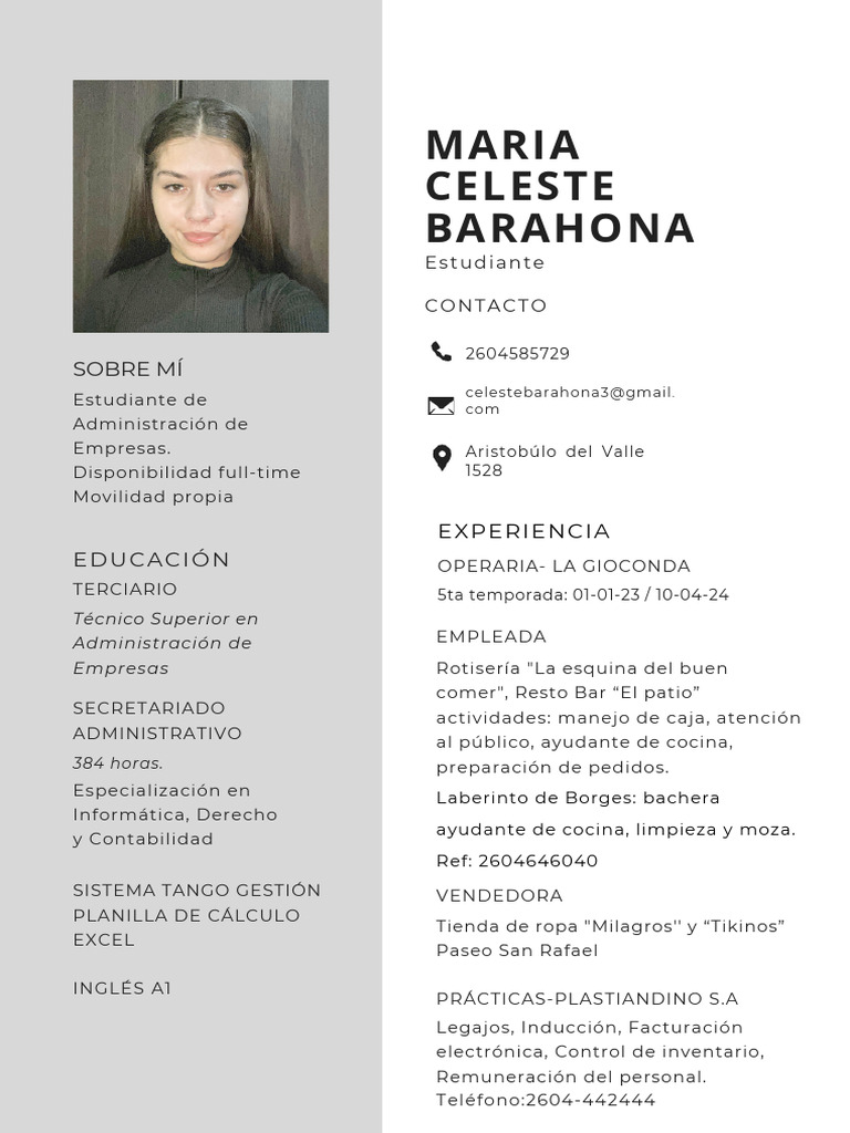 CV - Barahona Maria Celeste | PDF