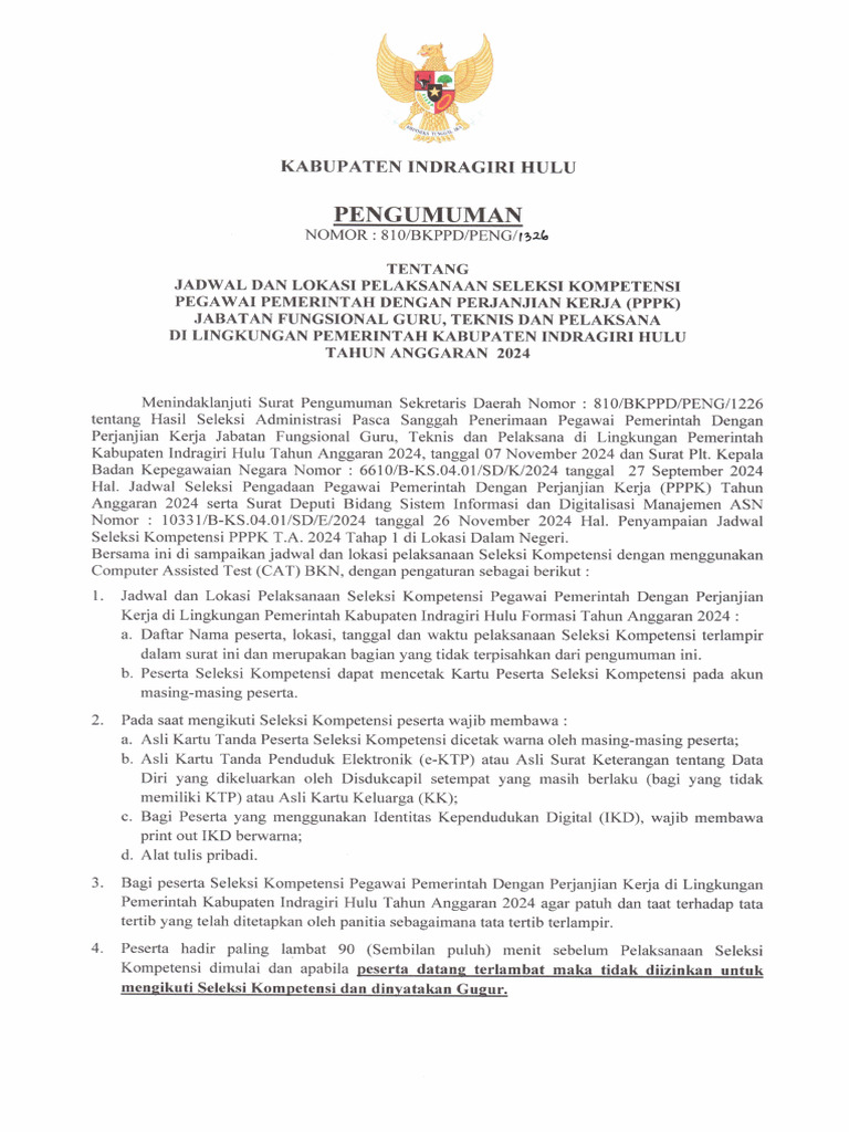 PENGUMUMAN DAN LAMPIRAN PPPK | PDF