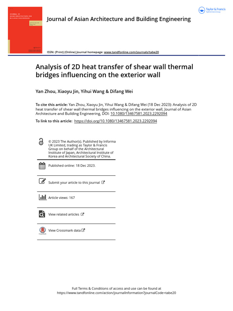 Analysis of 2D heat transfer of shear wall thermal bridges influencing ...