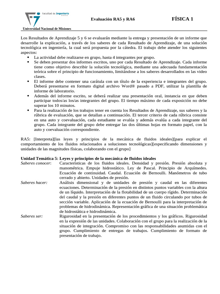 Evaluación RA5 y RA6 | PDF | Presión | Dinámica de fluidos