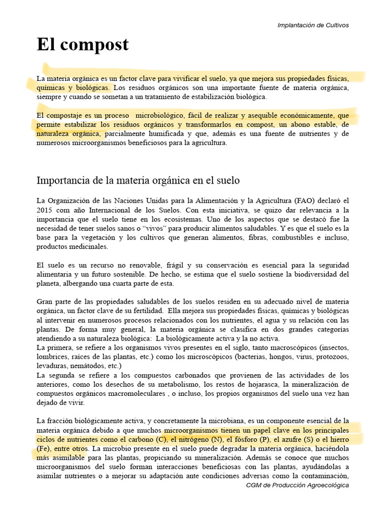 Compostaje: Clave para Suelos Vivos | PDF | Compost | Suelo