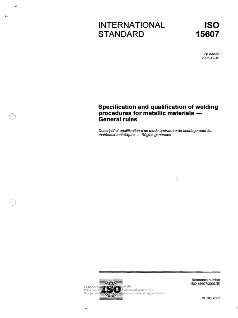 iso-15607 | PDF | International Organization For Standardization | Welding