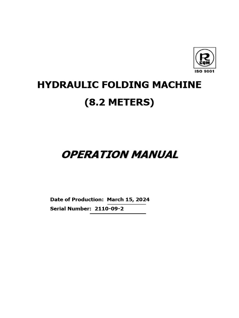 Operation manual of 8.2M CNC hydraulic folding machine | PDF | Programmable Logic Controller ...