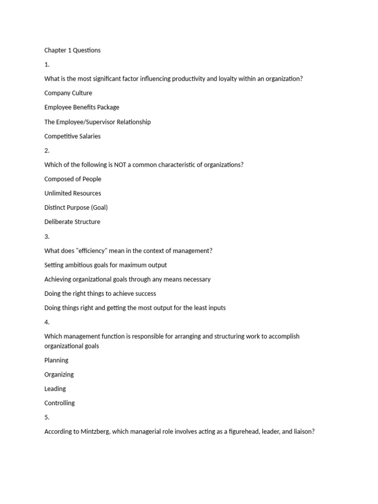 Chapter 1 Flashcards Pdf Goal Organizational Structure