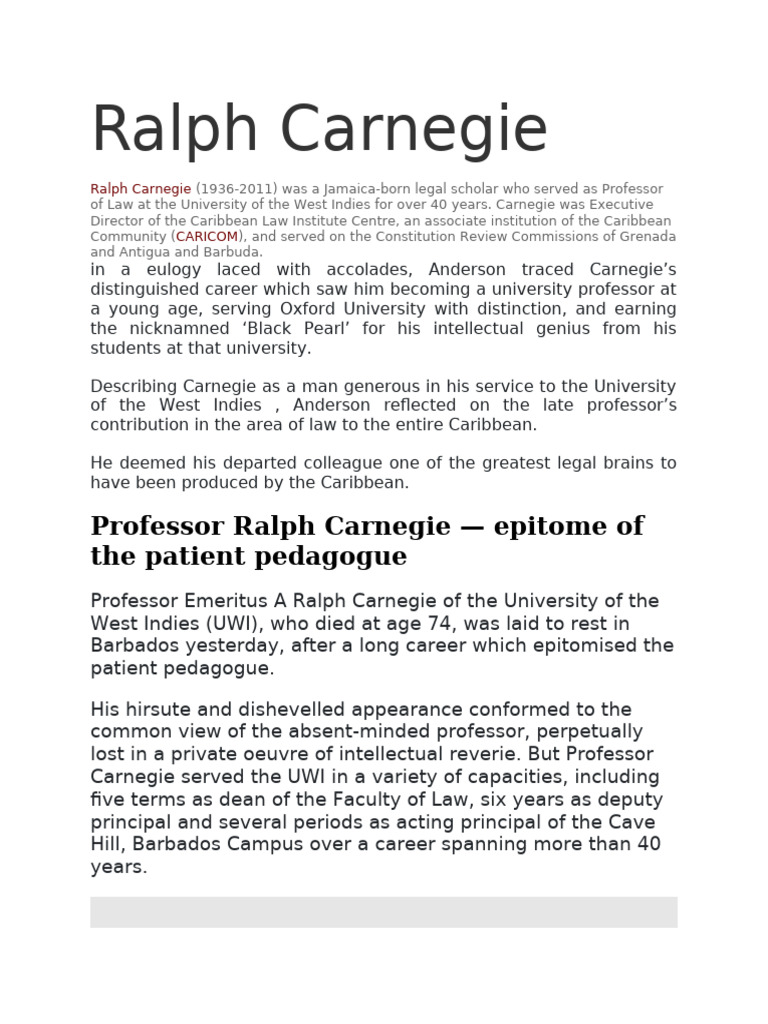 Ralph Carnegie | PDF | Caribbean | Academia