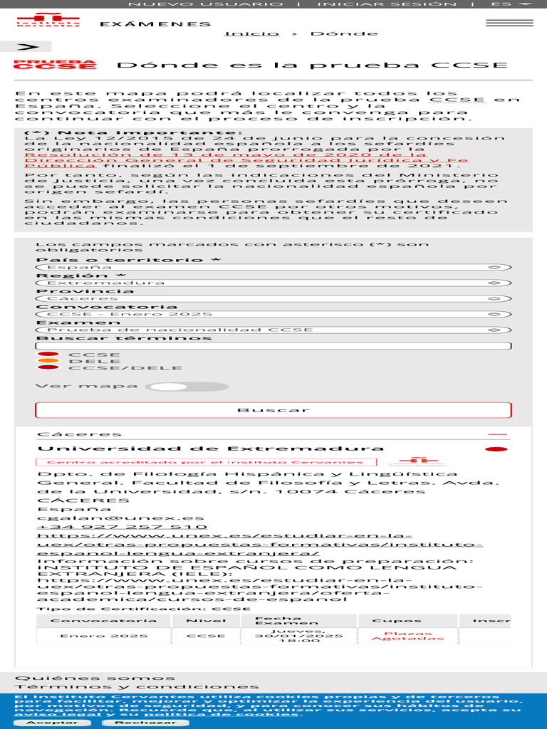 Dónde Es La Prueba CCSE Exámenes - Instituto Cervantes | PDF