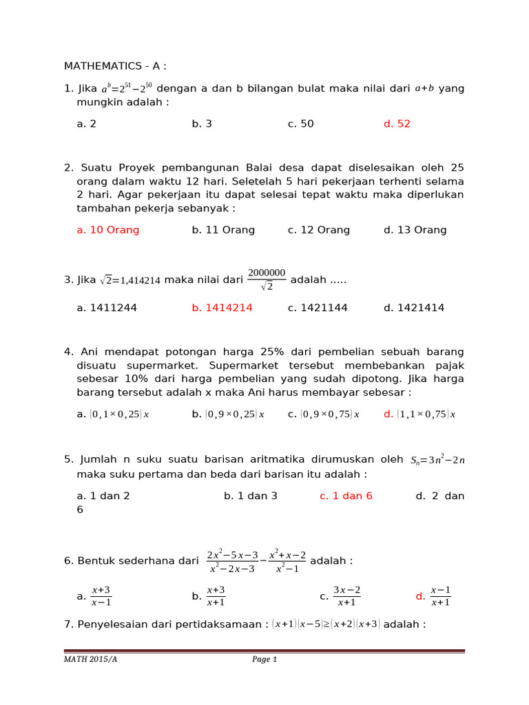 MATH A | PDF