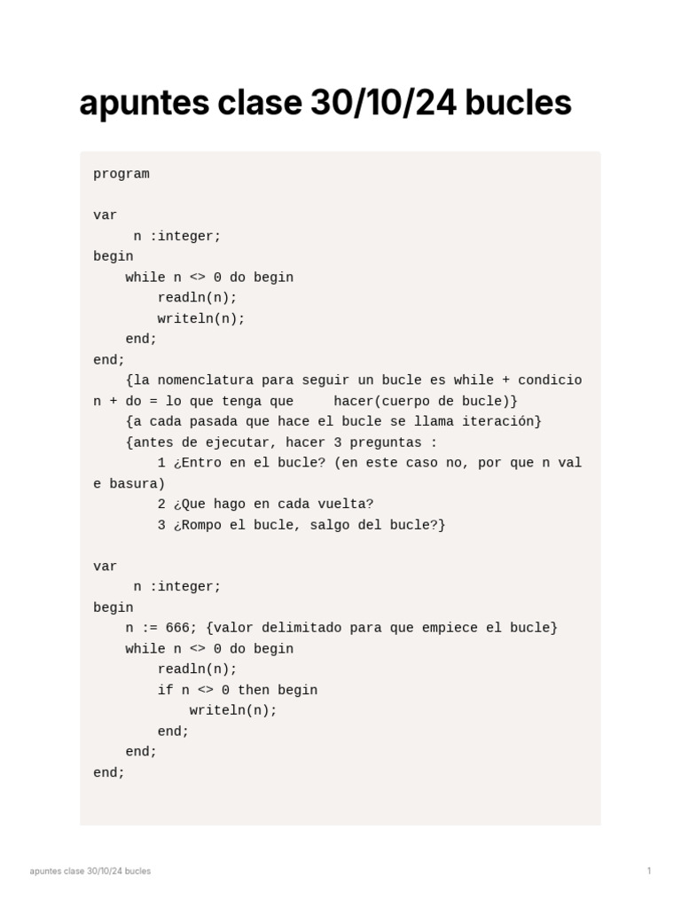 Apuntes Clase 30 10 24 Bucles | PDF | Programación de computadoras ...