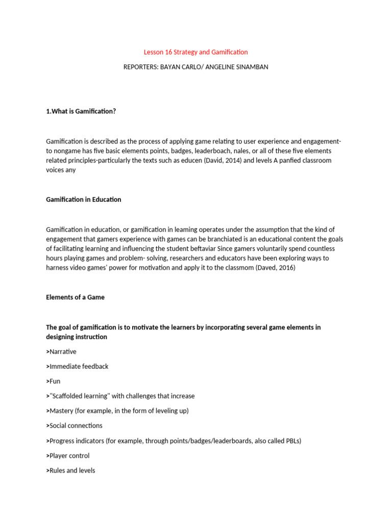 Gamification in Education | PDF | Learning | Cognition