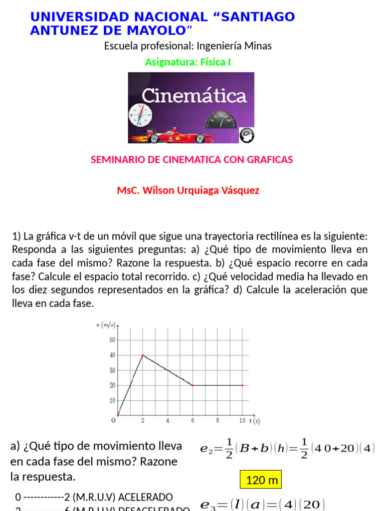 Ejercicios de Cinematica Con Graficas | PDF | Aceleración | Cinemática